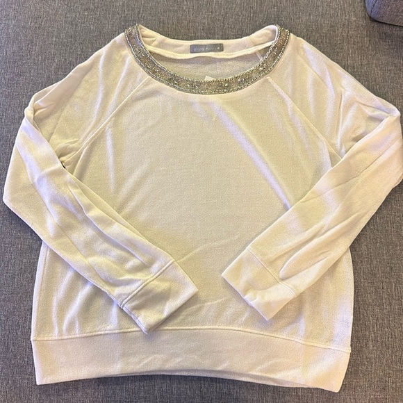 Olivia Moon | Tops | Embroidered Collar Crew Neck Sweatshirt | Poshmark